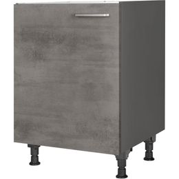 Nobilia Sp&uuml;lenschrank &raquo;"Riva", Ausrichtung w&auml;hlbar, vormontiert, in den Breiten&laquo; 45 und 60 cm, mit h&ouml;henverstellbaren Sockelf&uuml;&szlig;en grau B/H/T: 60cm x 
