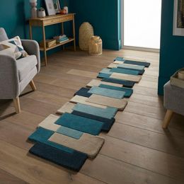 FLAIR RUGS L&auml;ufer &raquo;Abstract Collage, 100% Wolle, Karo Design,&laquo; rechteckig 11 mm H&ouml;he Patchwork, modern, mehrfarbig, L&auml;ufer, Wohnzimmer, Flur, 