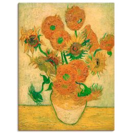 Artland Leinwandbild &raquo;Sonnenblumen&laquo; Blumen 1 Stk. tlg. auf Holzrahmen gespannt gelb Leinwand B/H/T: 60cm x 80cm, Leinwandbild Blumen Hochformat, 1 Stk.