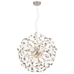 Globo LIGHTING H&auml;ngeleuchte &raquo;KATRINA&laquo; G9 1 Stk. Warmwei&szlig; Luster H&auml;ngelampe Esszimmer Esstisch-Lampe elegant silber &Oslash; 60cm H: 150cm, 1 Stk.