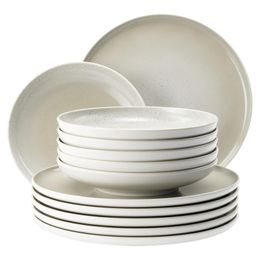 Seltmann Weiden Tafelservice &raquo;Sento Home, Geschirr-Set, 12-teilig&laquo; Teller Set, harmonisch geschwungene Form beige Porzellan 12 Stk.
