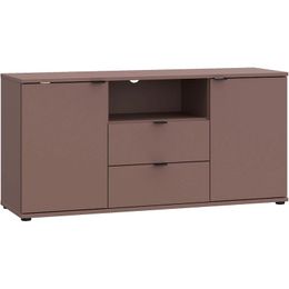 FORTE Lowboard &raquo;Ganymede&laquo; Breite 129,8cm, TV Board, Stauraum, Schublade; Metallgriffe, Kabelf&uuml;hrung orange Holzwerkstoff B/H/T: 129,8cm x 63,1cm x 