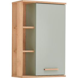 H&auml;ngeschrank &raquo;Quickset Badschrank 50,5 cm breit mit 1 T&uuml;r und 2 Glas-Einlegeb&ouml;den&laquo; Badezimmer-H&auml;ngeschrank inkl. T&uuml;rd&auml;mpfer, Holzgriffe braun 