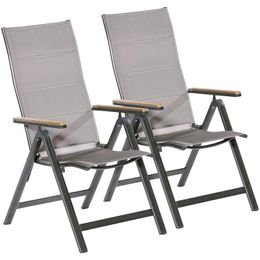 Merxx Gartenstuhl &raquo;Trivero&laquo; (Set) 2 Stk.2er Set, Alu/Textil, klappbar, braun grau Polyester B/H/T: 59cm x 111,5cm, 2 Stk.