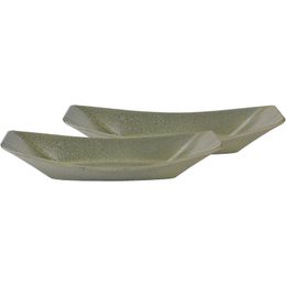 Creatable Servierschale &raquo;Boat&laquo; 2 Stk. aus Steinzeug Snackschale, Topaktueller &bdquo;Streat Food&ldquo; Trend gr&uuml;n Steinzeug B/H/L: 12cm