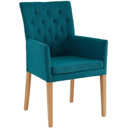Home Affaire Esszimmerstuhl &raquo;Colorado&laquo; () mit Massivholzgestell blau Holzwerkstoff B/H/T: 60cm x 94,5cm x 60cm, Luxus-Microfaser, Beine Eiche