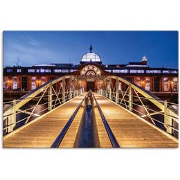Artland Leinwandbild &raquo;Fischmarkt Hamburg&laquo; Hamburg 1 Stk. tlg. auf Holzrahmen gespannt gelb B/H/T: 90cm x 60cm, Leinwandbild Hamburg Querformat, 1 Stk.