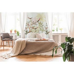 Livingwalls living walls Fototapete &raquo;THE WALL III Vogel Tapete Motivtapete Tiere V&ouml;gel&laquo; matt glatt Vliestapete floral f&uuml;r Schlafzimmer K&uuml;che Wohnzimmer Vogel 