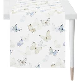 Apelt Tischdecke &raquo;7003&laquo; Schmetterlings-All-over wei&szlig; Obermaterial: 75% Baumwolle, 25% Polyester B/L: 48cm x 140cm, 1 Stk.