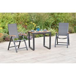 Merxx Balkonset &raquo;&raquo;Toblino&laquo;&laquo; Set, 3 Stk. tlg. platzsparendes Balkonset grau Textilbespannung 30% Polyester, 70% Polyvinylchlorid Auszugsplatte, 