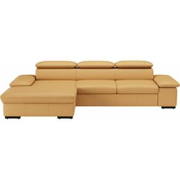 Sit & More sit&more Ecksofa &raquo;Alcudia L-Form&laquo; wahlweise mit Schlaffunktion gelb B/H/T: 286cm x 73cm x 174cm, NaturLEDER , Recamiere links,mit Kopfteilverstellung,