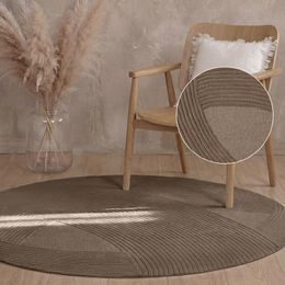 Ted Baker Wollteppich &raquo;Victoria , auch in rund&laquo; rund 18 mm H&ouml;he Naturteppich Wolle, Hoch-Tief-Design, Wohnzimmer, Schlafzimmer braun Oberfl&auml;che: 100% Wolle. 
