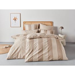 OTTO home Bettw&auml;sche &raquo;Sari in verschiedenen Qualit&auml;ten&laquo; 3 ab Gr. 135x200 cm, Wendedesign, moderne Bettw&auml;sche mit Streifen beige Linon, Obermaterial: 