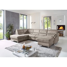 Die PlanBar Wohnlandschaft &raquo;ZE-EM16033 U-Form, Breite 316 cm&laquo; wahlweise mit Kopfst&uuml;tzen und echt bezogenem R&uuml;cken 100% Polyester B/H/T: 316cm x 203cm,
