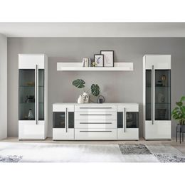 Home Affaire Wohnwand &raquo;Cantara, Anbauwand, Wohnzimmer-Set, in Eiche Evoke, Wei&szlig; oder Kaschmir&laquo; Set wei&szlig; Holzwerkstoff B/H/T: 340cmcm x 200cmcm x 