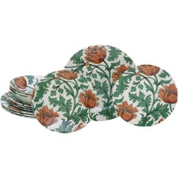 Creatable Teller-Set &raquo;Florentina, Teller Set 12-tlg&laquo; Blumendekor gr&uuml;n Steingut 12 Stk.