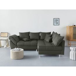 Collection AB Ecksofa &raquo;Innsbruck L-Form, B: 247 cm&laquo; 3 Zierkissen, Federkern gr&uuml;n Microfaser PRIMABELLE (100% Polyester), Struktur (90% Polyester, 10% 