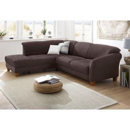 OTTO home Ecksofa &raquo;Gotland L-Form&laquo; wahlweise mit Sitztiefenverstellung + Bettkasten braun Struktur (100% Polypropylen);Luxus-Microfaser ALTARA NUBUCK 