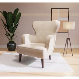 Home Affaire Sessel &raquo;SICILIA&laquo; moderner Ohrensessel beige 100% Polyester Samtoptik, B/H/T: 88cm x 88cm x 64cm