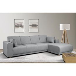 OTTO home Ecksofa &raquo;LEMPS wahlweise Recamiere links oder rechts L-Form&laquo; incl. Zierkissen, Stellma&szlig;e 297x162 cm grau 100% Polyester B/H/T: 297cm x 85cm 