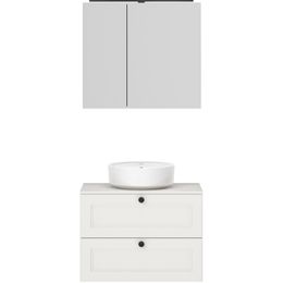 Nobilia Badm&ouml;bel-Set &raquo;Cascada&laquo; Set, inkl. Aufsatzwaschbecken und Spiegelschrank mit Beleuchtung, 2 Stk. tlg. wei&szlig; B/H/T: 80cmcm x 184cmcm x 48,2cmcm