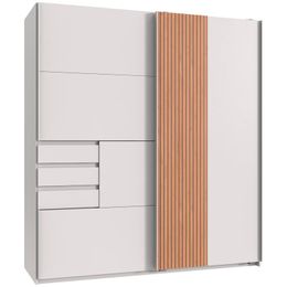 wimex Schwebet&uuml;renschrank &raquo;Coburg, Kleiderschrank Made in Germany&laquo; mit Akustikpaneel Optik oder Holzoptik eichefarben, 180cm breit wei&szlig; Holzwerkstoff Wei&szlig;, 