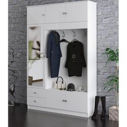 borchardt M&ouml;bel borchardt M&ouml;bel Garderobenschrank &raquo;Kompakta&laquo; H&ouml;he 202 cm wei&szlig; Holzwerkstoff wei&szlig;matt, B/H/T: 140cm x 202cm x 36cm, T&uuml;ren: 6 Stk.