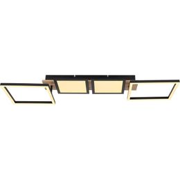 Globo LIGHTING LED Deckenleuchte &raquo;BOSSY&laquo; LED-Modul Warmwei&szlig; Deckenlampe/Wohnzimmer/Schlafzimmer/modern/Holz schwarz Einheitsgr&ouml;&szlig;e