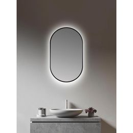 Talos Dekospiegel &raquo;LED Design Spiegel oval schwarz, 45x75 cm&laquo; LED Beleuchtung schwarz Aluminium, Glas B/H/T: 45cm x 75cm x 5cm