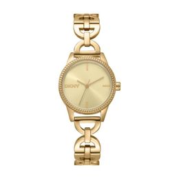 DKNY Damen DKNY Quarzuhr &raquo;Open Link Watch&laquo; Armbanduhr, Damenuhr, Edelstahlarmband, analog gold Einheitsgr&ouml;&szlig;e