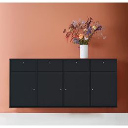 Sideboard &raquo;Mistral, Hochwertig Schrank, h&auml;ngend/stehend montierbar&laquo; mit T&uuml;ren und Schubladen, B: 177 cm, anpassungsbar Designm&ouml;bel schwarz B/H/T: 