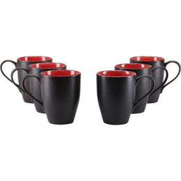 Creatable Becher &raquo;Hot, Kaffeebecher, 6-tlg.&laquo; Moderne Coupeform, au&szlig;ergew&ouml;hnliches Design schwarz Steinzeug &Oslash; 8,5cm x 11cm, 300ml, 6