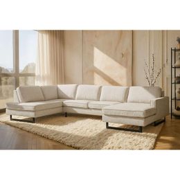 OTTO home Wohnlandschaft &raquo;Pinto, 350 cm, U-Form, XXL, mit Ottomanen&laquo; Cord, Chenille, Lederoptik, mit Keder, Metallf&uuml;&szlig;e, Wellenunterfederung 100% 
