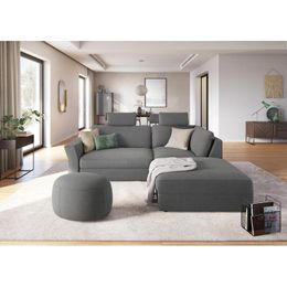 Sit & More sit&more Ecksofa &raquo;Cadabra L-Form&laquo; Breite 243 cm, inklusive Sitztiefenverstellung grau Samtoptik (100% Polyester);Soft clean (98% Polyester, 2% 