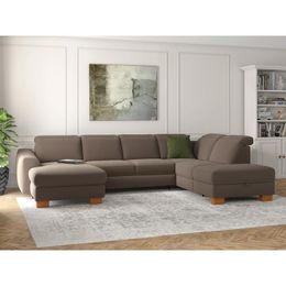 Sit & More sit&more Wohnlandschaft &raquo;Dundee U-Form&laquo; mit Federkern und Massivholzf&uuml;&szlig;en, wahlweise mit Kopfteilverstellung grau B/H/T: 338cm x 86cm x 219cm, Luxus-