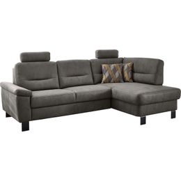 Die PlanBar Ecksofa &raquo;PP-PF23172 L-Form, Breite 244 cm&laquo; Eckgarnitur mit besonders kleinem Stellma&szlig; ca. 160 x 244 cm grau 100% Polyester B/H/T: 244cm x 