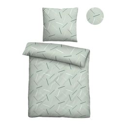 Biberna Bettw&auml;sche &raquo;0025010&laquo; 2 Stk. absolut b&uuml;gelfrei, 100% Baumwolle, mit Rei&szlig;verschluss, ganzj&auml;hrig gr&uuml;n Soft-Seersucker, Obermaterial: 100% Baumwolle B/L: 