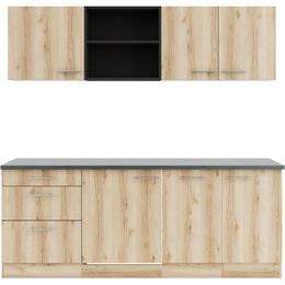 Optifit K&uuml;che &raquo;Bella&laquo; Breite 210 cm, wahlweise mit E-Ger&auml;ten beige B/H/T: 210cm x 60cm, ohne E-Ger&auml;te