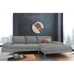 W.Schillig Ecksofa &raquo;enjoy&MORE, Designsofa, bequem, zeitlos und elegant, L-Form&laquo; mit Sitztiefenverstellung, F&uuml;&szlig;e silber matt, Breite 340 cm grau 