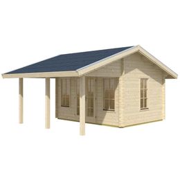 Skan Holz Gartenhaus &raquo;Luzern&laquo; beige Holzwerkstoff Fu&szlig;boden im Gartenhaus