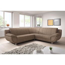 Trendmanufaktur Ecksofa &raquo;Rondo II, zeitlos & elegant, bequeme Armlehnen, L-Form&laquo; wahlweise mit Federkern, wahlweise mit Bettfunktion, B/T 267/247cm 
