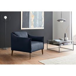 W.Schillig Cocktailsessel &raquo;sally Designsessel, zeitlos und bequem, tolle Verarbeitungsdetails&laquo; mit Metall-Winkelf&uuml;&szlig;en in Bronze pulverbeschichtet blau