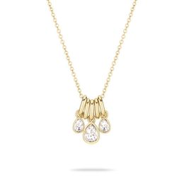 Echtzeit Damen Kette mit Anh&auml;nger &raquo;Schmuck Geschenk Edelstahl Halskette Like Diamonds Tropfen&laquo; mit Glasstein gold Edelstahl, L: 45 B: 2mm