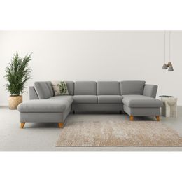 Home Affaire Wohnlandschaft &raquo;Trelleborg U-Form&laquo; Federkern-Polsterung, wahlweise mit Schlaffunktion und Stauraum grau 100% Polyester B/H/T: 307cm x 
