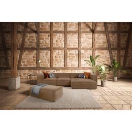 W.Schillig Ecksofa &raquo;around-the-block Mega Sofa, viel Platz und hoher Sitzkomfort, L-Form&laquo; mit eleganter Biese, mit Federkern, Breite 341 cm braun 