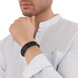 Tom Tailor Herren Tom Tailor Lederarmband &raquo;Schmuck Geschenk Edelstahl Leder&laquo; schwarz 21,5cm, Edelstahl Leder