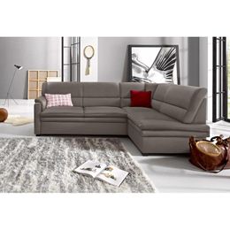 Sit & More sit&more Ecksofa &raquo;Pisa L-Form&laquo; mit Federkern, wahlweise mit Schlaffunktion grau NaturLEDER (echtes Rindsleder), Korpus in Kunstleder SOFTLUX ;Luxus-