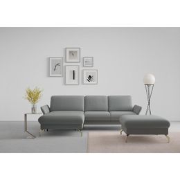 Sit & More sit&more Ecksofa &raquo;Fashion L-Form&laquo; wahlweise mit Kopfteilverstellung, Vorziehsitz, motorisch, Nickelf&uuml;&szlig;e grau B/H/T: 253cm x 84cm x 165cm, Chenille, 