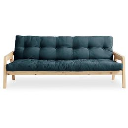 Karup Design Schlafsofa &raquo;Grab, inkl. Futonmatratze - aus massivem Kieferholz, 130x190 cm&laquo; Mit Holzstruktur, inkl. Futonmatratze, Liegefl&auml;che 130x190 cm blau B/H/T: