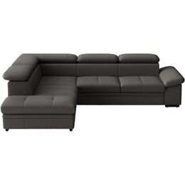 Sit & More sit&more Ecksofa &raquo;Viola, L-Form, Leder, B: 249 cm&laquo; optional mit Schlaffunktion grau B/H/T: 249cm x 73cm x 226cm, NaturLEDER Stoff, Ottomane links, 